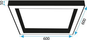Toolight Toolight, LED stropní svítidlo 60x60x5 cm 36W 4000K APP1284-C, černá, OSW-00942