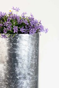 Luxusní květináč SOLERIO, sklolaminát, výška 80 cm, stříbrný lesk