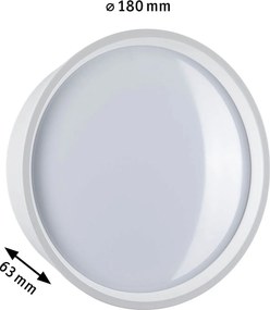P 94697 LED venkovní nástěnné svítidlo Platomo IP44 kruhové 180mm 3000K 14,5W 230V bílá umělá hmota - PAULMANN
