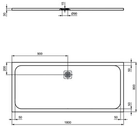 Ideal Standard Ultra Flat S - Sprchová vanička 180 x 80 cm, Písková, K8304FT