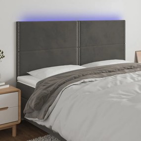 Čelo postele s LED tmavě šedé 200x5x118/128 cm samet