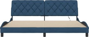 Rám postele s LED bez matrace Modrá 200x200 cm Látka 3310698