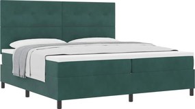 Postel s boxspringem s čelo Tmavě zelená 200 x 200 cm samet 3339857