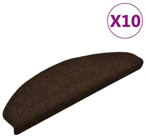Schodové rohože samolepicí 10 ks 65 x 21 x 4 cm hnědé, půlkulaté, velké 149713