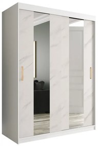Skříň s posuvnými dveřmi Nonnus 150 Pole, Úložný prostor: ne, Barva: bílá matná / černá mramor