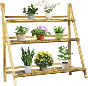 Skládací stojan na květiny Outsunny z jedlového dřeva se 3 úrovněmi venkovního regálu pro květináče 100x37x93cm | Aosom
