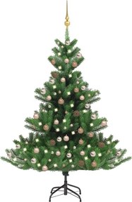 vidaXL Umělý vánoční stromek normandská jedle LED a koule zelený 240cm [3077562] Barva: Růže