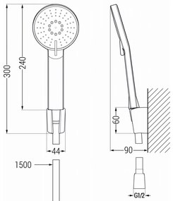 Mexen Zero R40 vanová baterie se sprchovou sadou, Zlatá - 7113R40-50