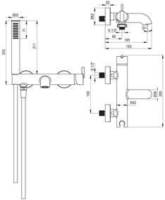 Deante Bath mixer, with shower set