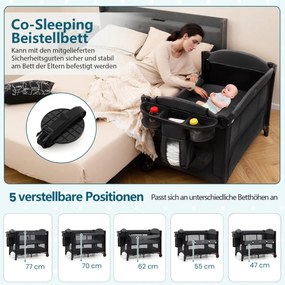 Costway 5 v 1 Cestovní postýlka pro dětskou postýlku s matrací a přebalovací