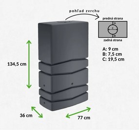 PROSPERPLAST Sud na dešťovou vodu AQUA TOWER antracit 350l