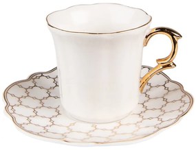 Bílý porcelánový šálek se vzorovaným podšálkem Tasse – 95 ml