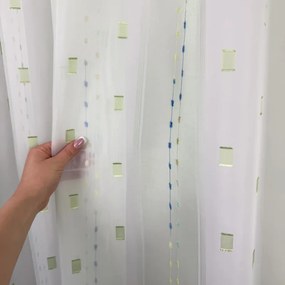Voálová záclona s olůvkem zelená kostka metráž Ervi 960-01