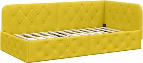 Rohový rám postele Žlutá 100 x 200 cm samet 3394098