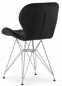 Sametová židle Paris černá se stříbrnými nohami
