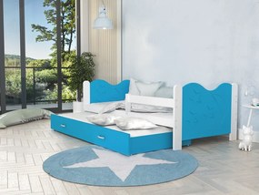 Dětská postel Denis s přistýlkou - modro/bílá