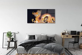 akrylový obraz Golden Japanese Dragon 125x50 cm
