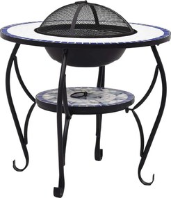 vidaXL Mozaikový stolek s ohništěm a bílý 68 cm keramika [46724] Barva: Modrá