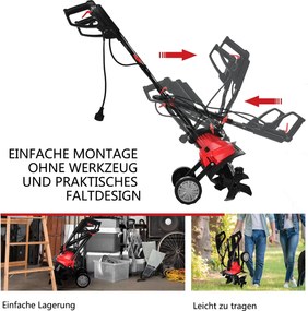 Costway Elektrický kypřič a kultivátor elektrický kypřič zahradní kypřič červená