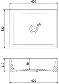 Mexen Goya, umyvadlo na desku 40 x 32 cm, černá matná, 22184085