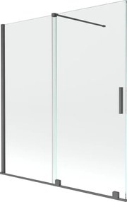 Mexen Velar, 2-křídlová posuvná vanová zástěna 150 x 150 cm, 8mm čiré sklo, grafitový matný profil, 896-150-000-01-66