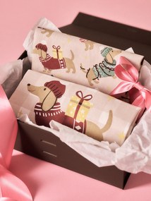 Sinsay - Sada vánočních kuchyňských utěrek s motivem jezevčíků 2 pack - vícebarevná