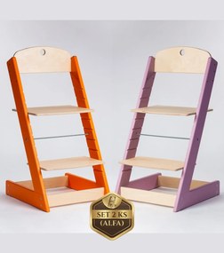 Lucas Wood Style - rostoucí židle ALFA III zvýhodněný set 2 ks - oranžová + lila