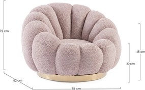 Růžové otočné křeslo z textilie bouclé Florel – Bizzotto