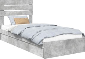 Postel s úložným prostorem s čelo Betonově šedá 90 x 190 cm 3411601