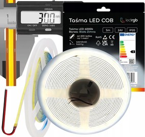 Led pásek Neon Cob 24V 5 m 400 diod 6000K Bílý Studený Ultra Tenký 3MM