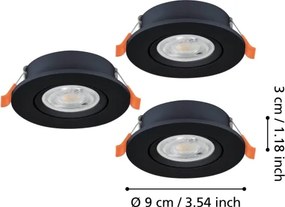Eglo 902265 -SADA 3x LED Podhledové bodové svítidlo BARRANCO LED/4,8W/230V černá
