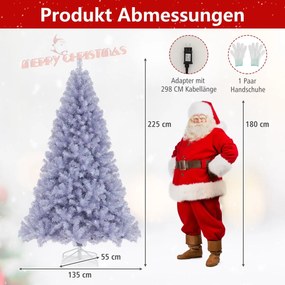 Costway 225 cm Umělý vánoční stromek s osvětlením Vánoční strom s teplými bílými