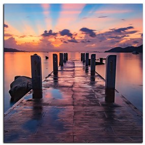 Obraz na plátně - Krásný západ slunce nad jezerem - čtverec 3164A (80x80 cm)
