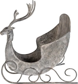 Zinková antik kovová dekorace sáně s jelenem Deer - 44*34*47 cm