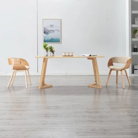 Jídelní židle 2 ks krémové ohýbané dřevo a umělá kůže,  278862