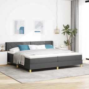 Postel s boxspringem s čelo Tmavě šedá 200 x 200 cm textil 3341378