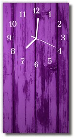 Skleněné hodiny vertikální Fialové dřevo