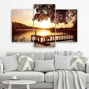 Gario Obraz na plátně Jezero při západu slunce - 3 dílný Rozměry: 60 x 40 cm