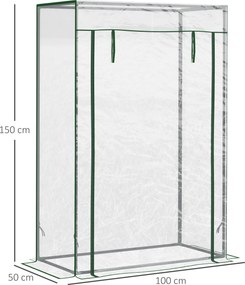 Outsunny Skleník s PE Mřížkovou Fólií, Dveře, Zimní Fóliový Skleník z Oceli, Skleník na Balkon, Zahradu, Dům pro Rajčata 100 x 50 x 150 cm, Rajčatový…