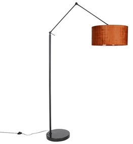 Moderní stojací lampa černé lněné stínidlo oranžové 50 cm - Redaktor