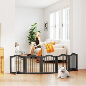 PawHut Bariérový plot pro psy Volně stojící ochranný plot s nožičkami, skládací plot pro psy, 5 panelů, 261,5 x 29,5 x 61 cm, černý