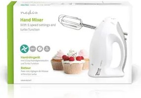 Nedis KAHM100CWT bílá / Ruční mixér / 200 W / 5 rychlosti + turbo / 2