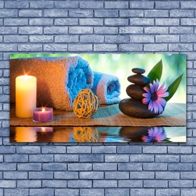 akrylový obraz Svíčky Kameny Květ 120x60 cm