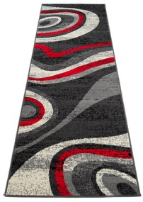 Chemex Moderní koberec Tap - vlnky 5 - šedý/červený Rozměr koberce: 70x200 cm