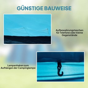 Inflatabilní stan Outsunny pro 3-6 osob s pumpou - stan na kempování UV50+ pro rodiny, větruodolný a rychlo-setup stan na 3 sezóny
