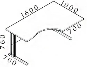 Ergonomický stůl Visio 160 x 100 cm, pravý