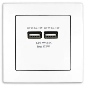 Elhard 2xUSB zásuvka Vera, matná, bílá VZ2132W