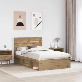 Rám postele Umělecký dub 120 x 200 cm Masivní borové dřevo 3411767