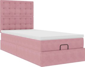 Osmanský rám postele s matracemi růžová 80x200cm samet 3314431