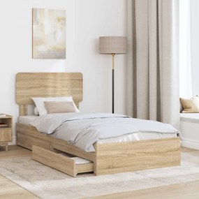 Postel s úložným prostorem se zásuvkou Sonoma dub 90 x 190 cm 3412320